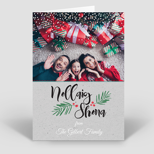 Nollaig Shona - Family, personalised Christmas card by Cedar Tree
